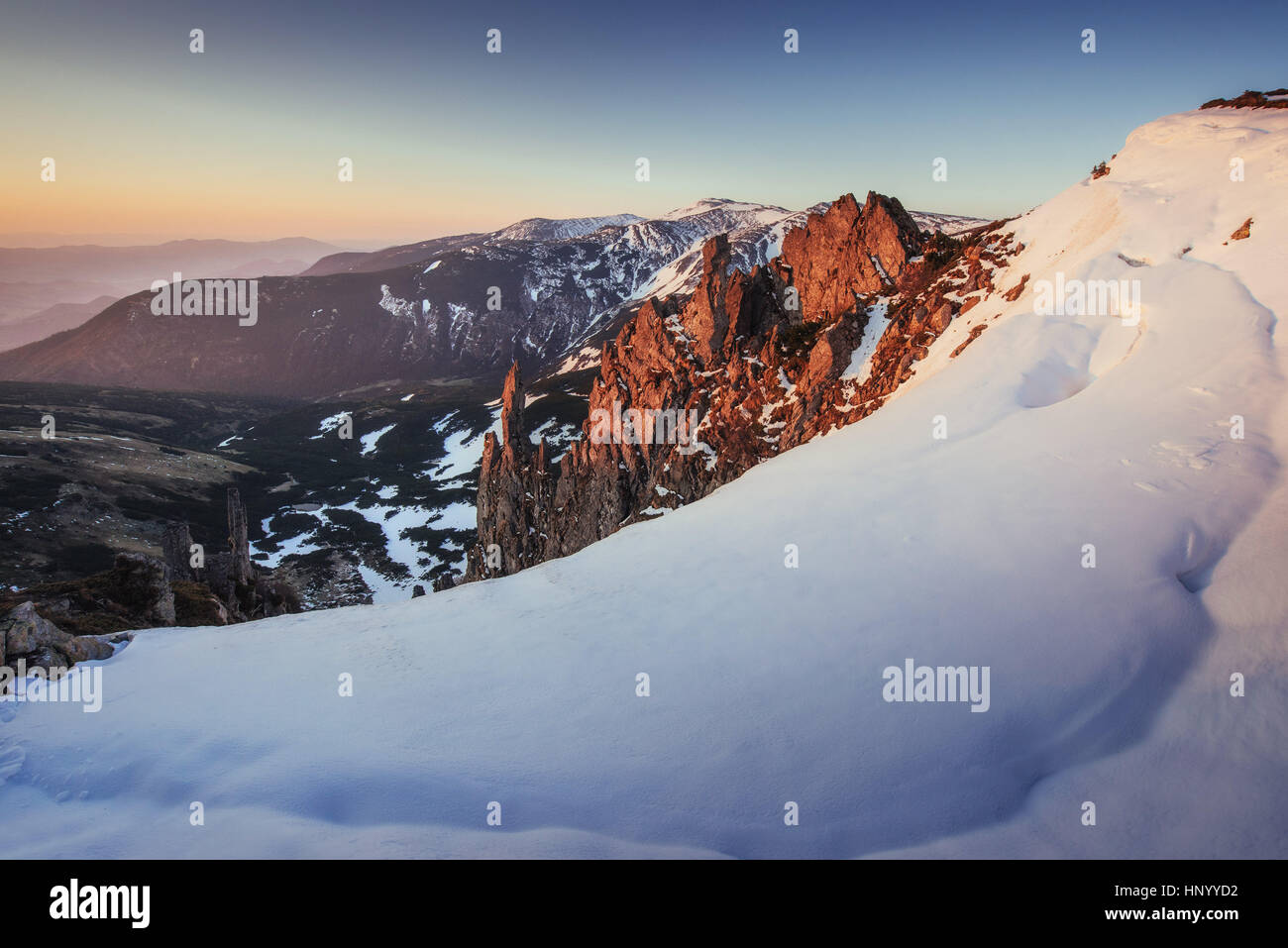 Colorful spring landscape of mountain ranges in the Carpathians Stock ...