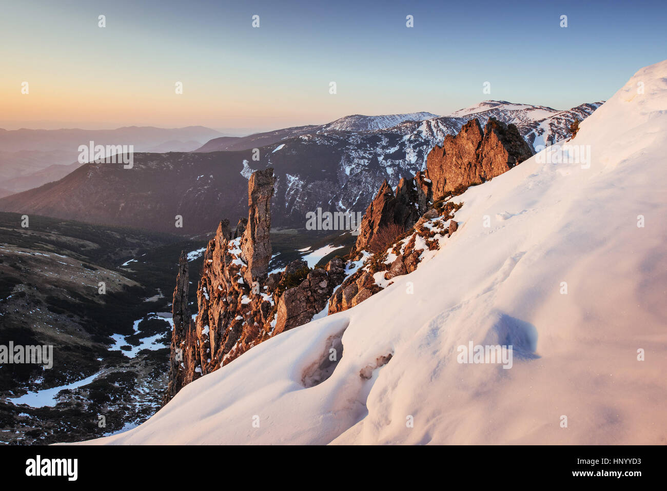 Colorful spring landscape of mountain ranges in the Carpathians Stock ...