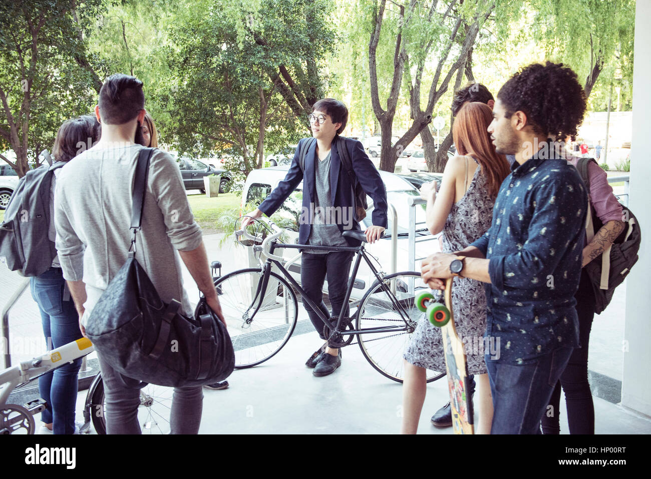 College students chatting after class Stock Photo - Alamy