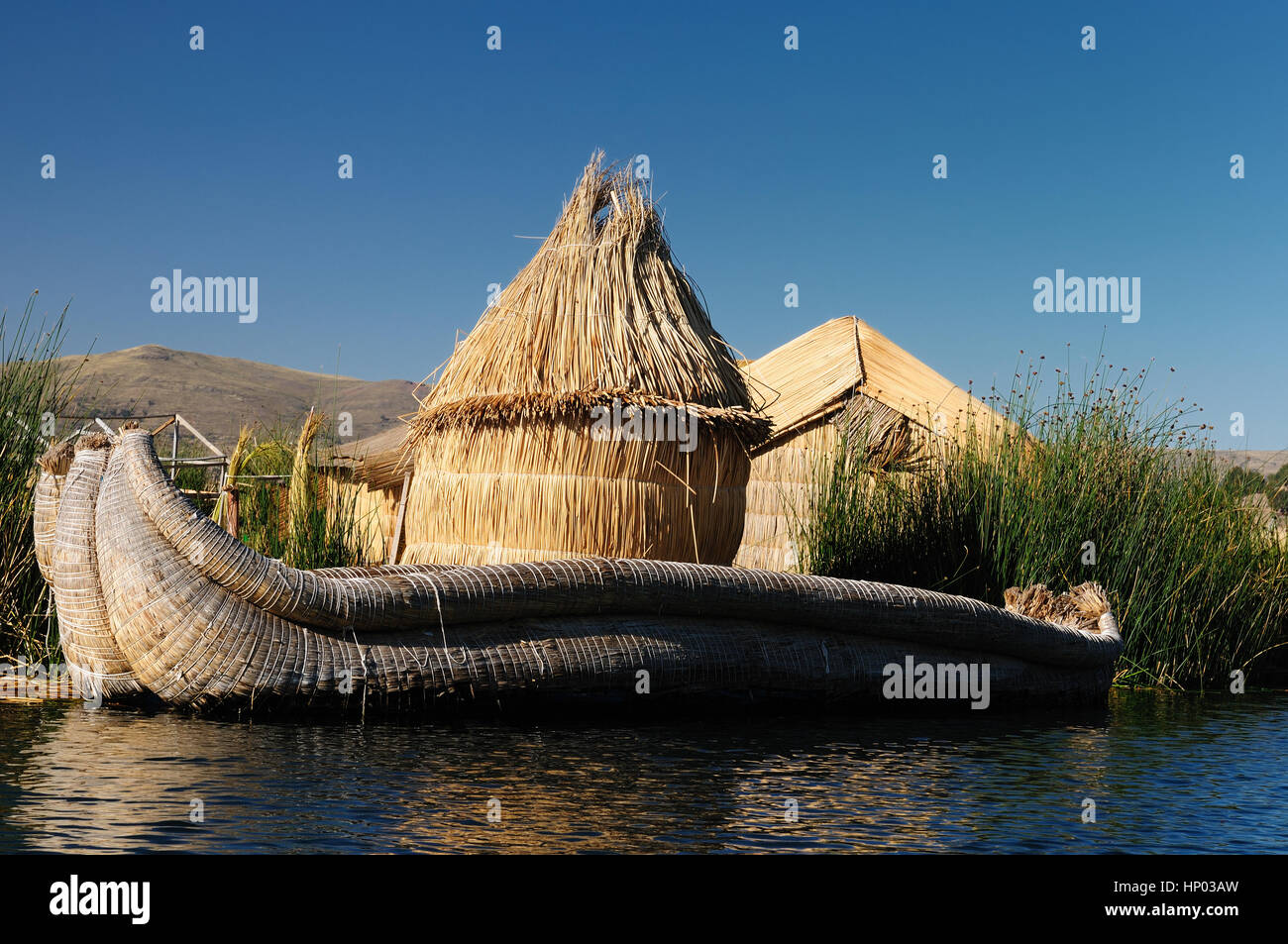 Peru, floating Uros islands on the Titicaca lake, the largest ...