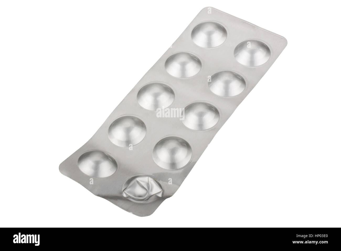 Medical pills in silver blister packs isolated on white background ...