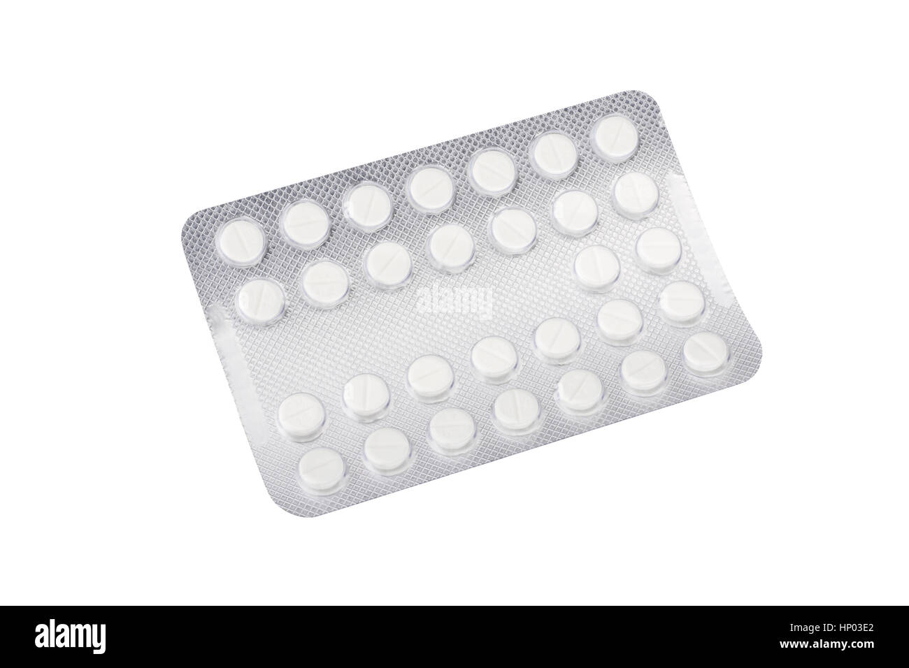 Medical pills in silver blister packs isolated on white background ...