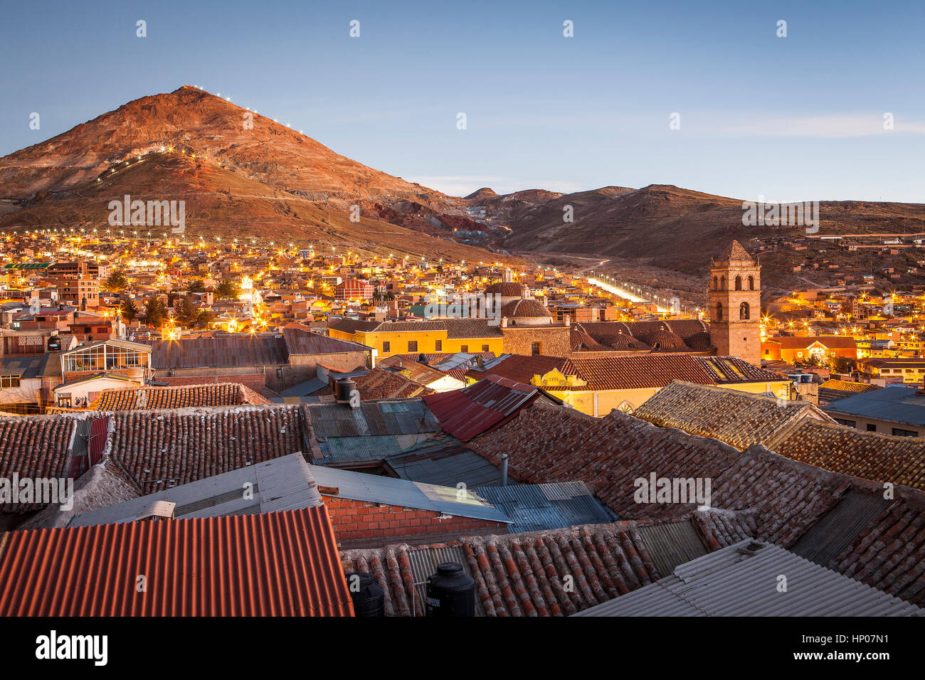 night, And, sunset,Potosi and Cerro Rico, Bolivia Stock Photo - Alamy