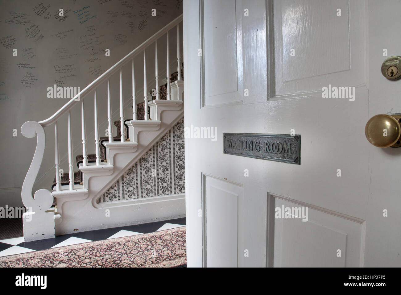 "Waiting Room" Door Plaque and Stairway in Historic Home, Cooperstown ...