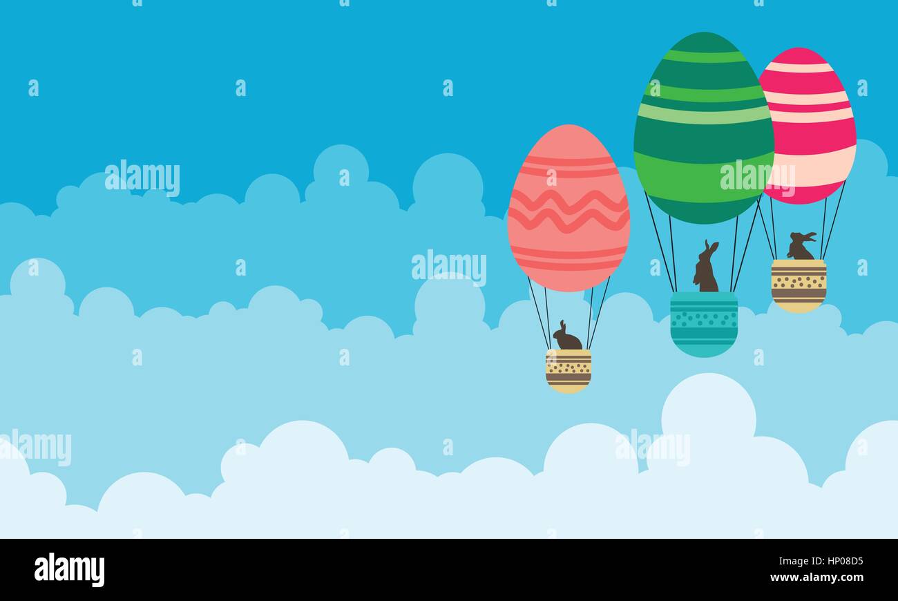 Vector art of easter with hot air balloon backgrounds Stock Vector ...