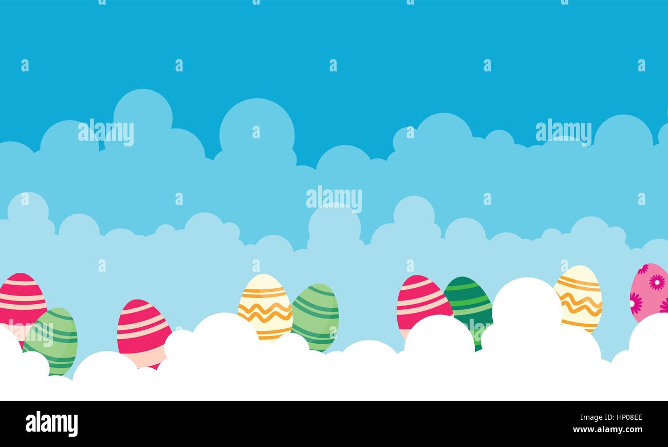 Easter with egg on cloud landscape vector art Stock Vector Image & Art ...