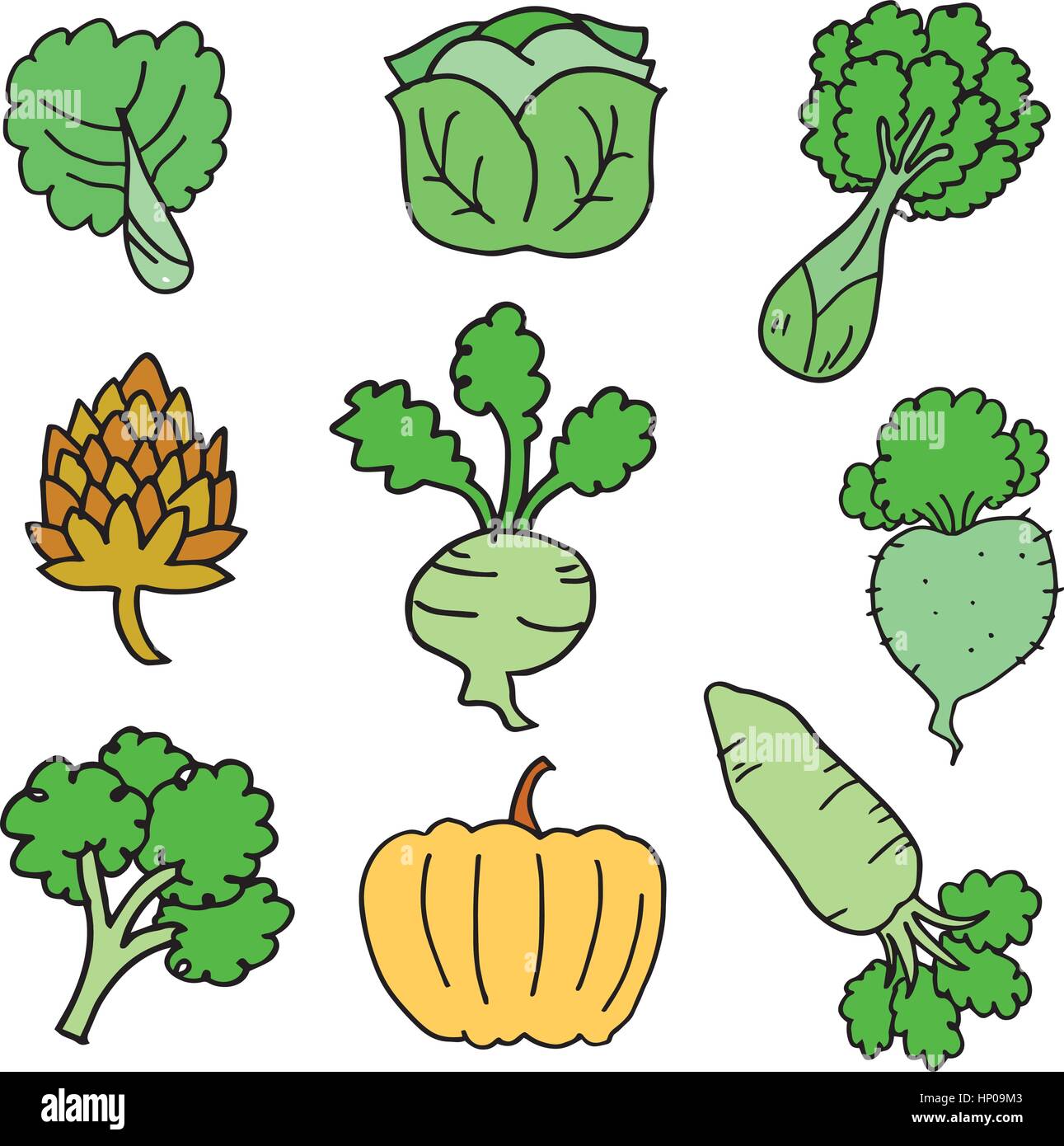 Doodle vegetable various collection vector hi-res stock photography and ...