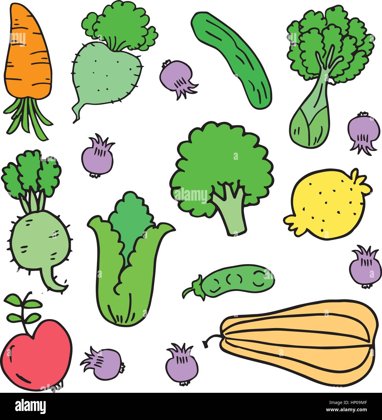 Doodle vegetable various collection vector hi-res stock photography and ...