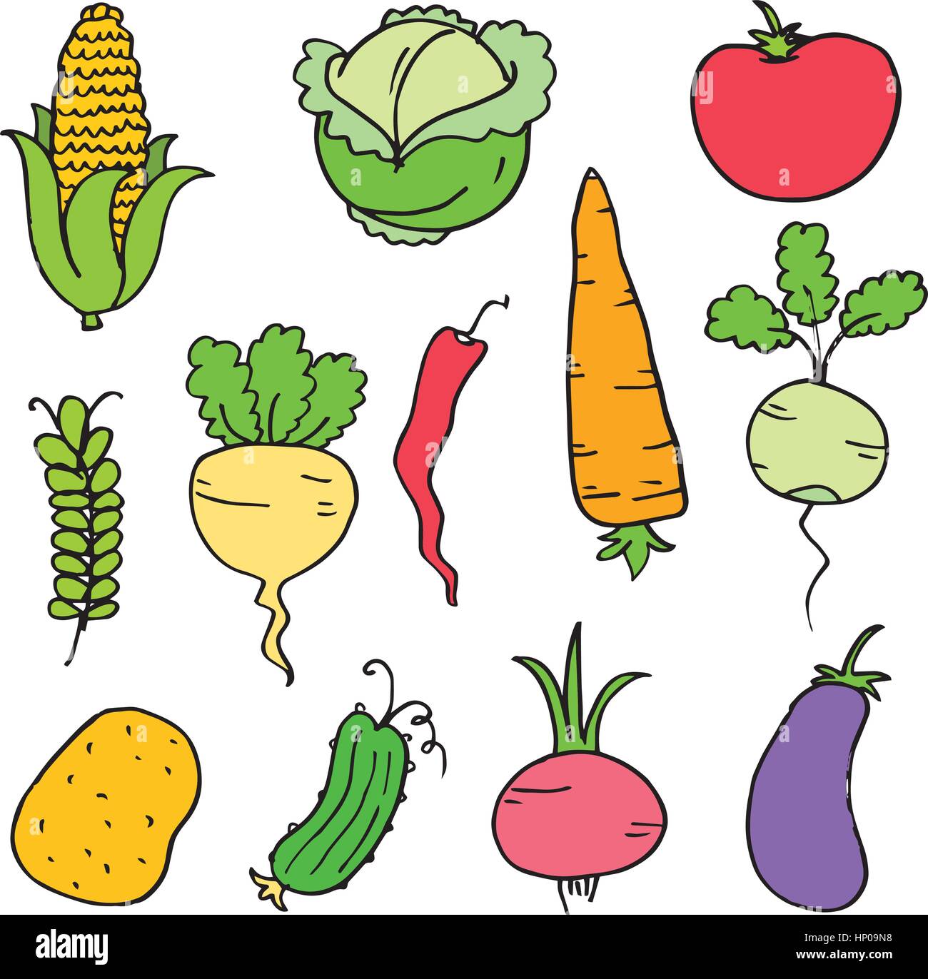 Doodle of vegetable stock collection vector art Stock Vector Image ...