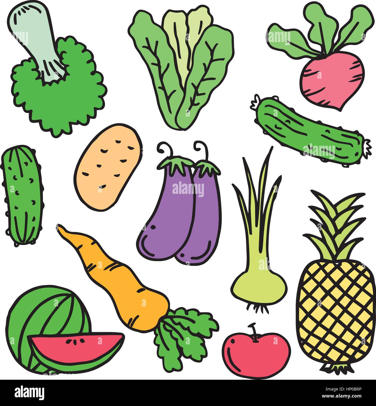 Illustration of vegetable set object collection stock Stock Vector ...