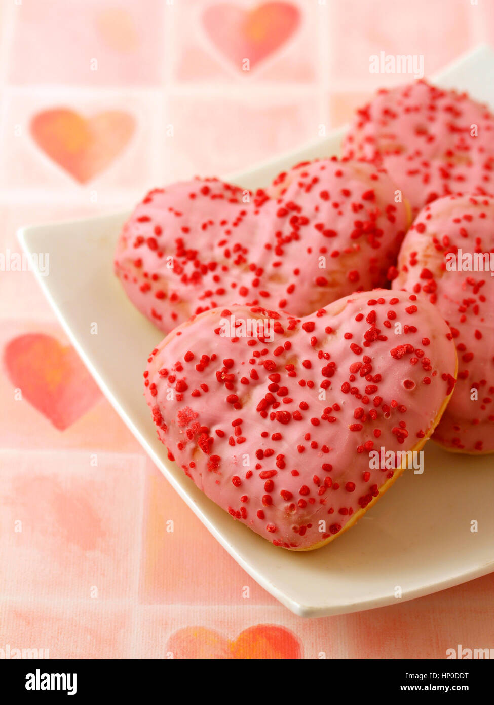 Heart-shaped donuts. Valentine's day Stock Photo - Alamy