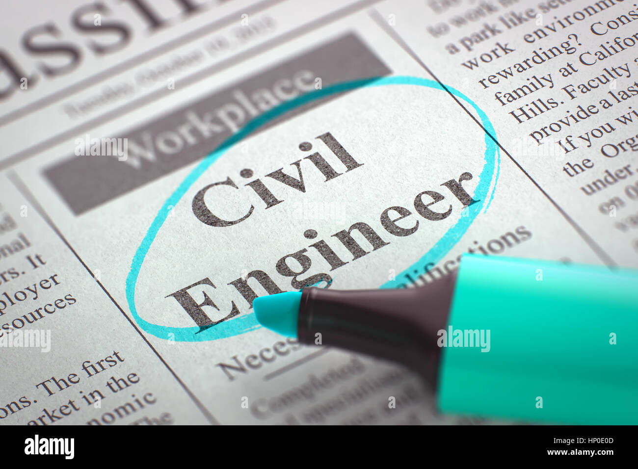 Now Hiring Civil Engineer. 3D Stock Photo - Alamy