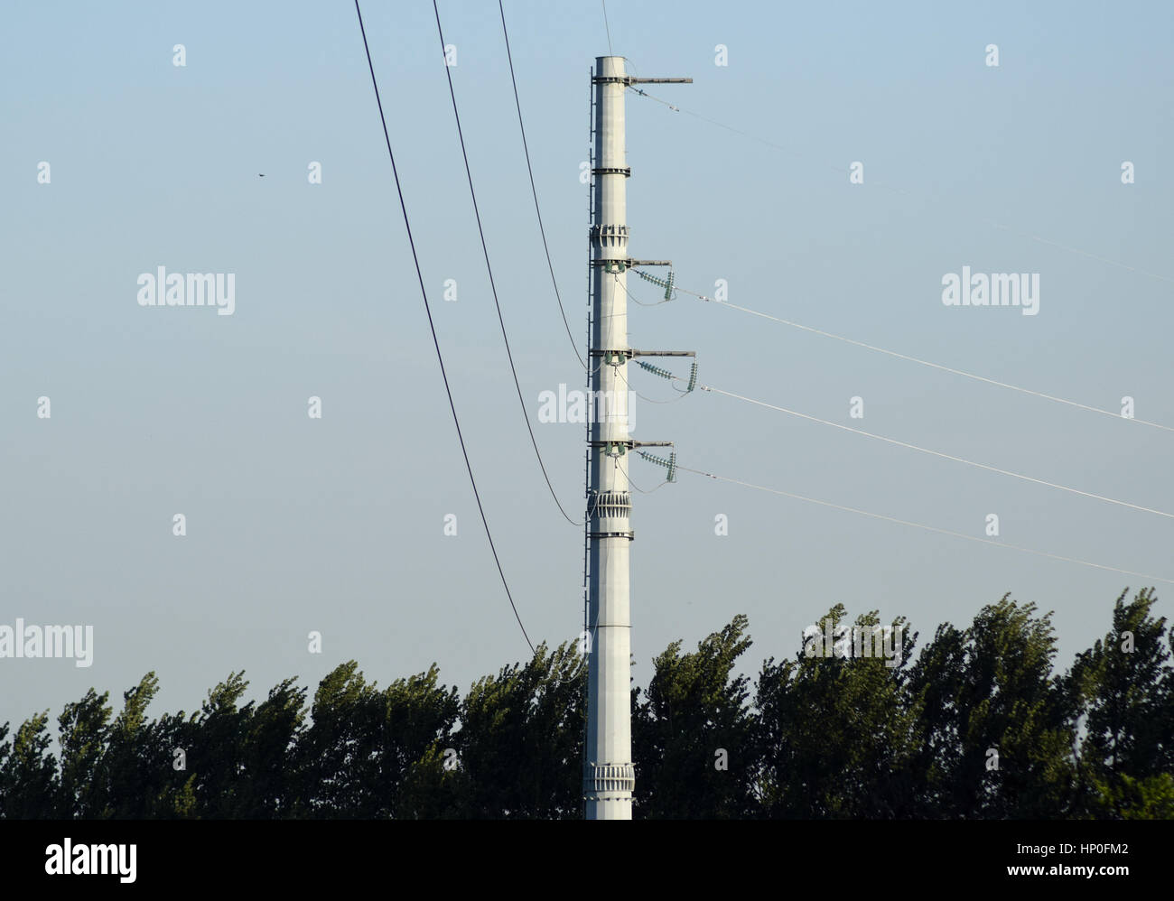 Power line support, insulators and wires. Appearance of a design Stock ...