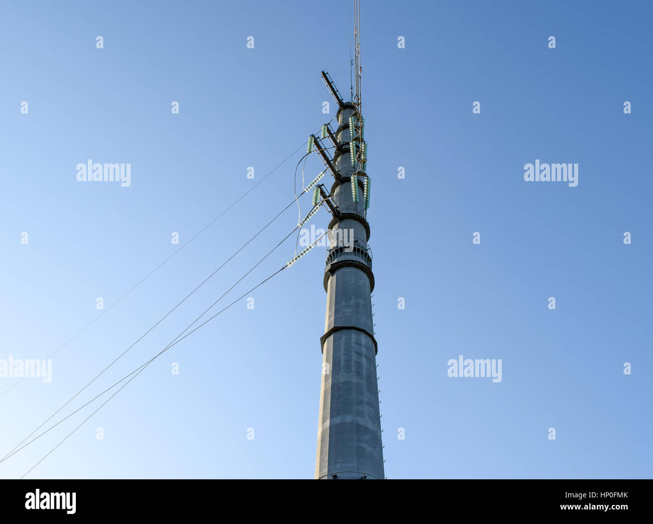 Power line support, insulators and wires. Appearance of a design Stock ...