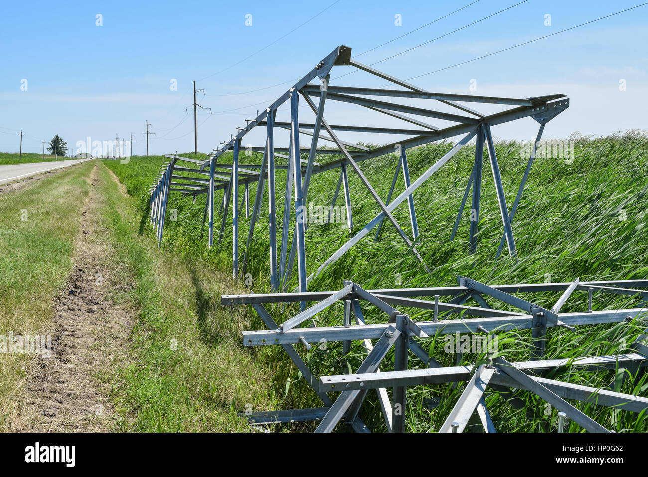 Power line support, insulators and wires. Appearance of a design ...
