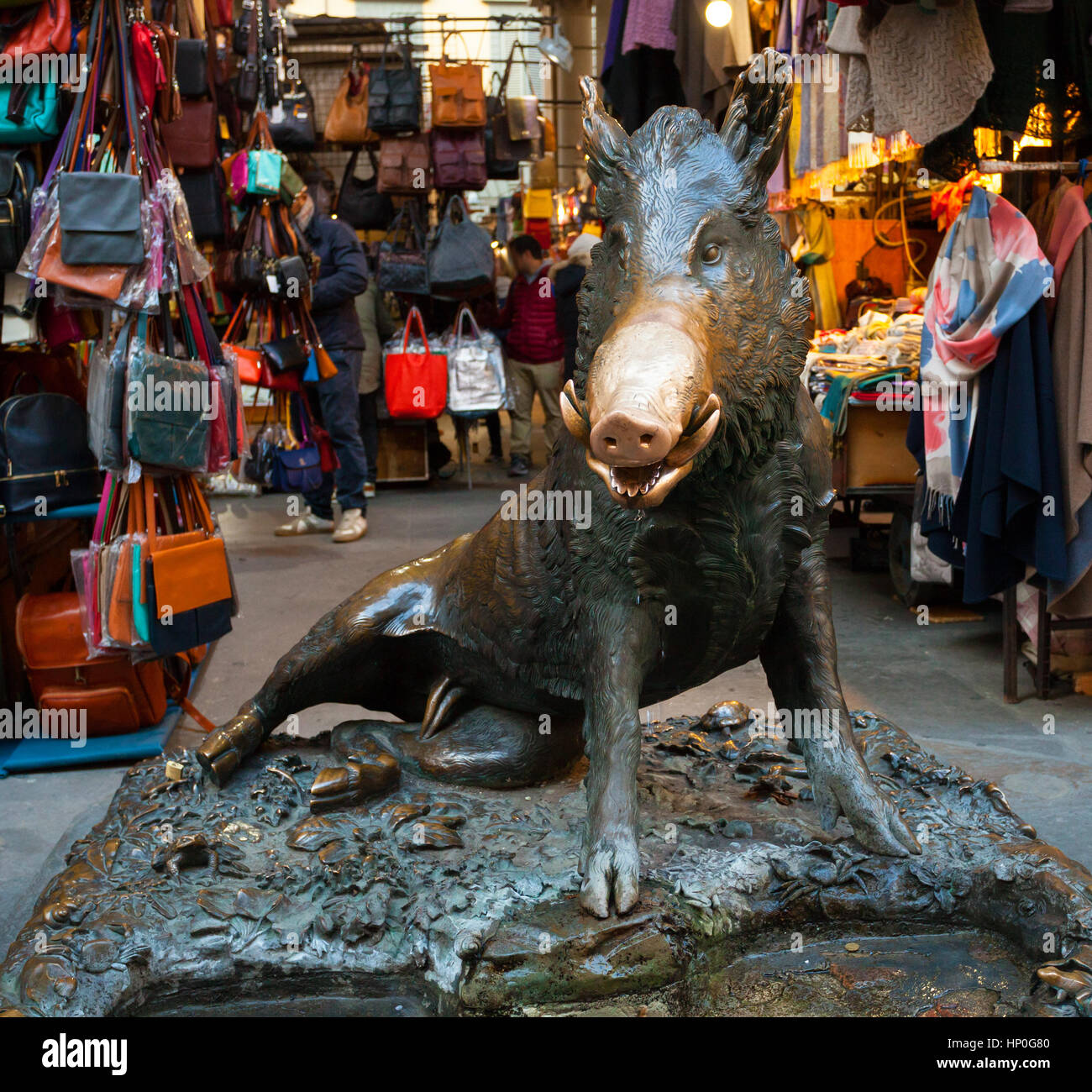 Bronze pig statue, one of the symbols of Florence, Italy Stock Photo ...
