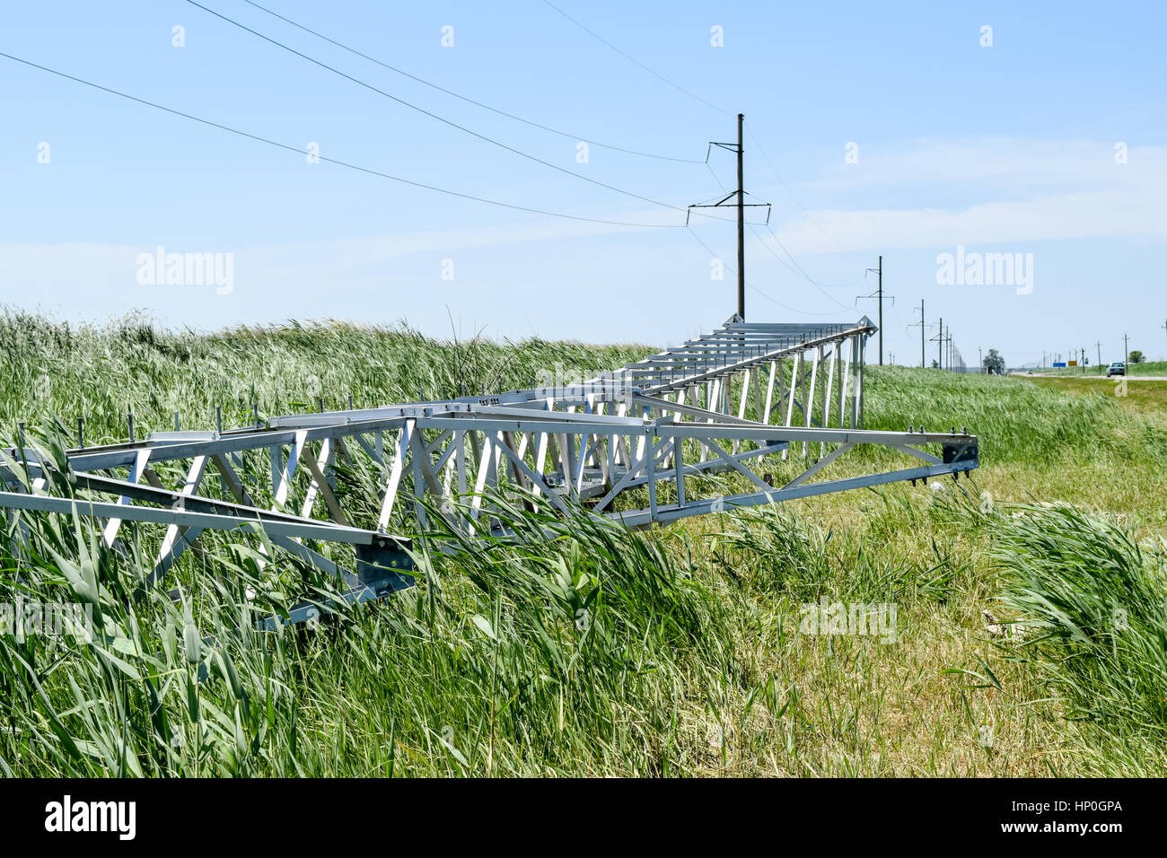 Power line support, insulators and wires. Appearance of a design ...