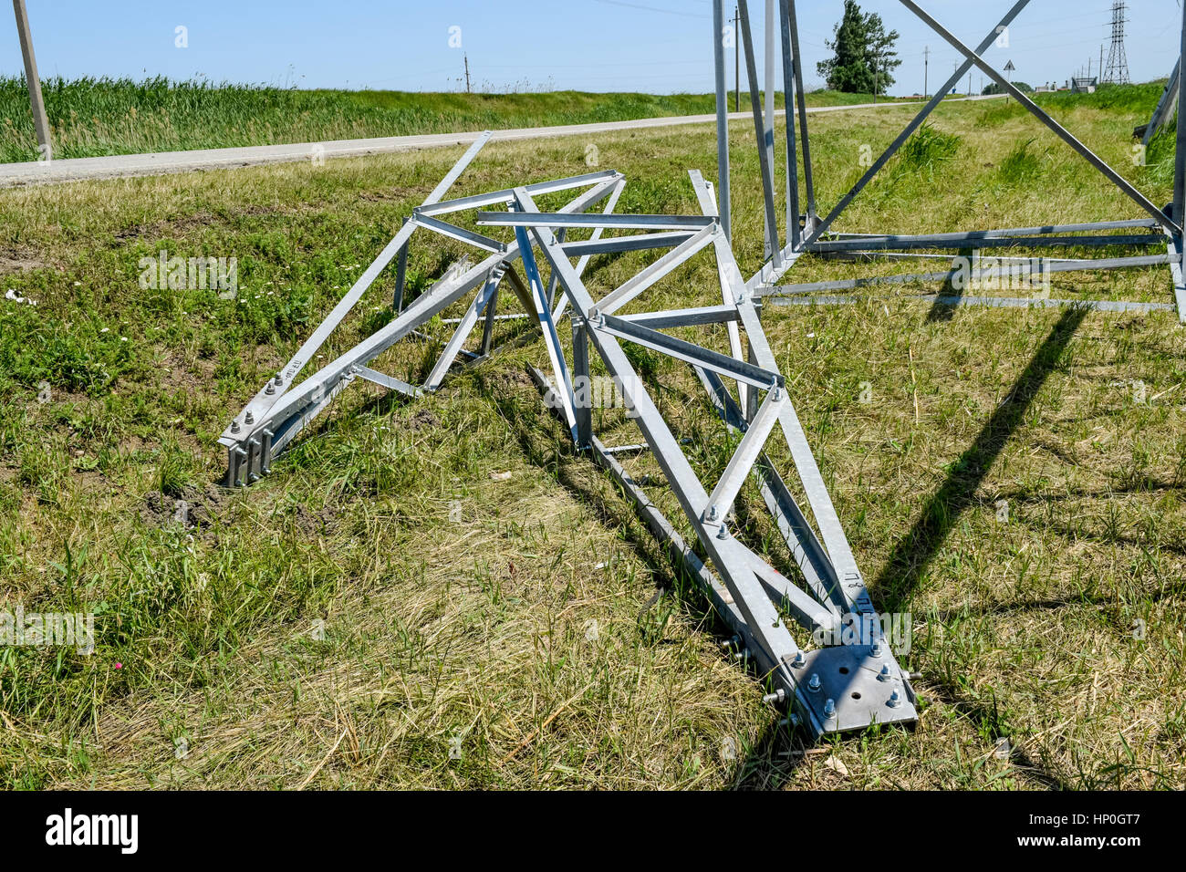 Power line support, insulators and wires. Appearance of a design ...