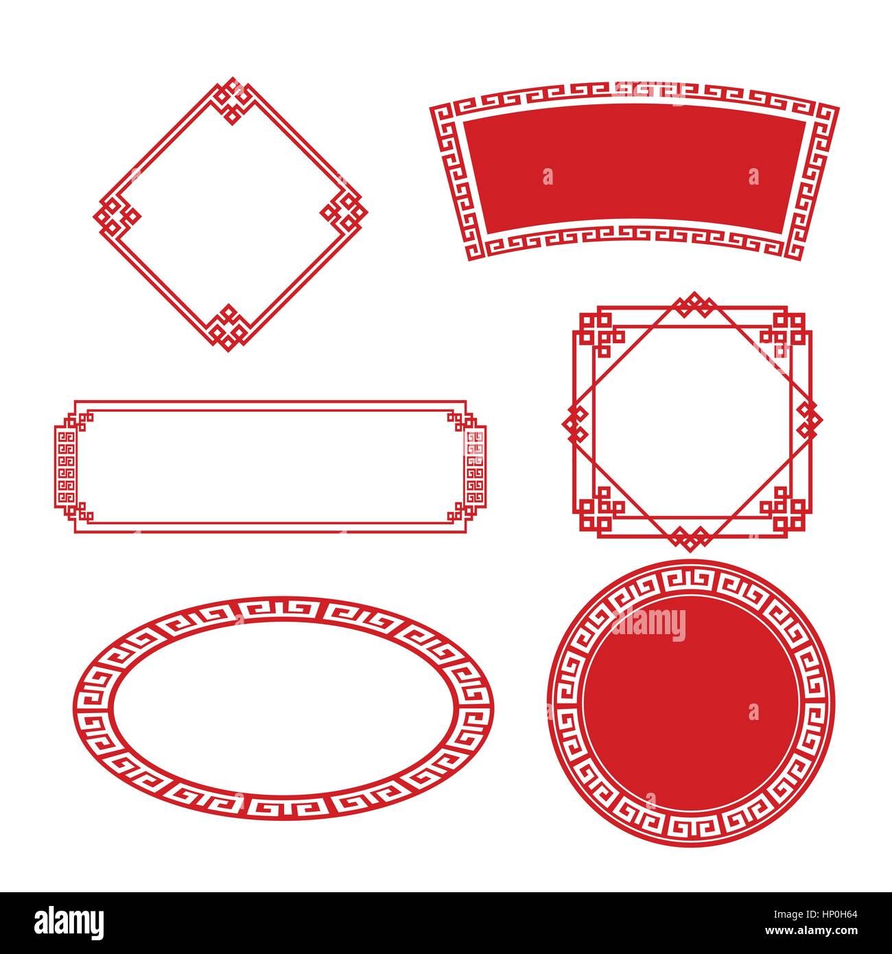 Chinese style art flat color boarder frame element for design and ...