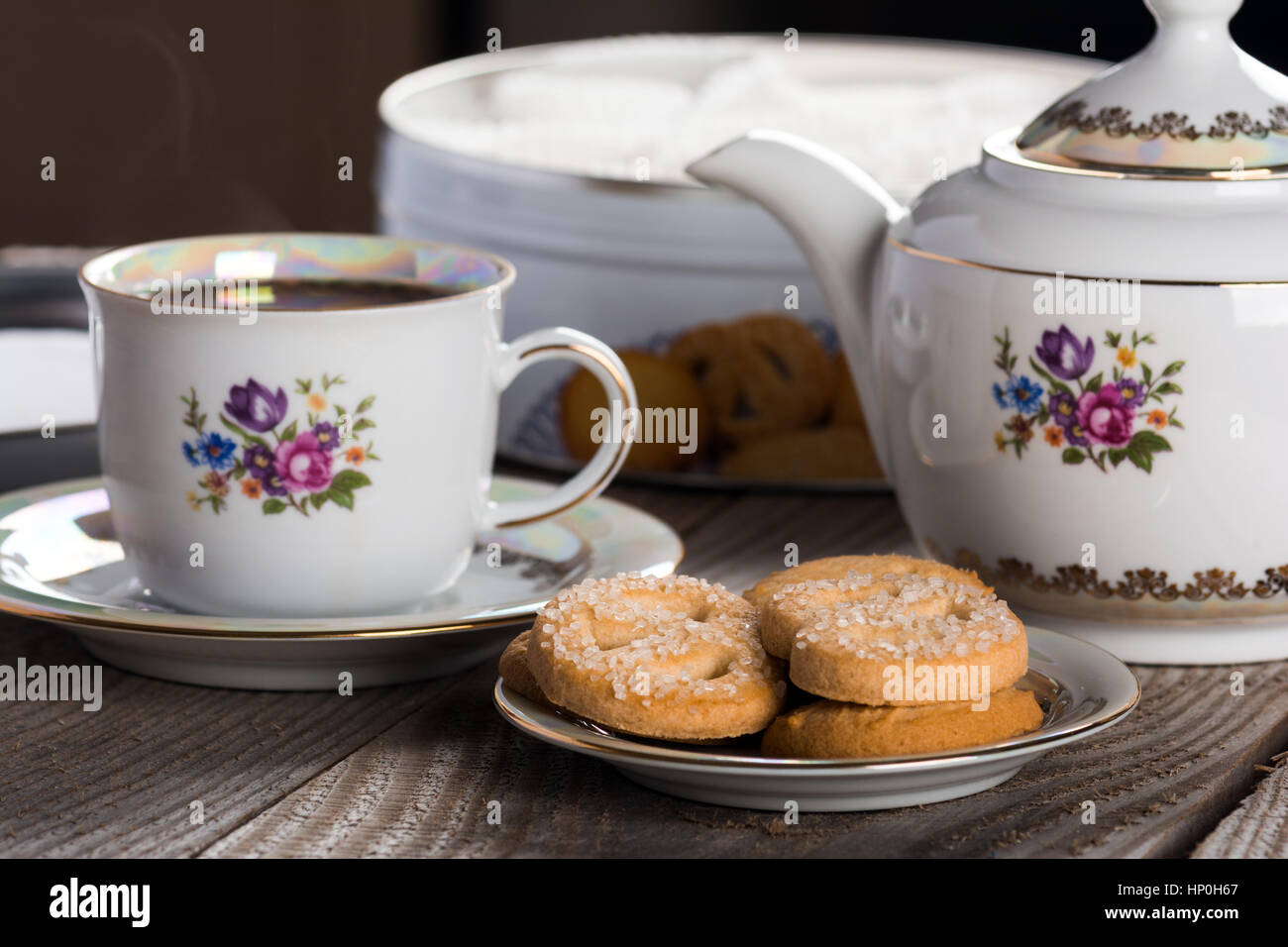 Tea with Danish butter cookies Stock Photo - Alamy