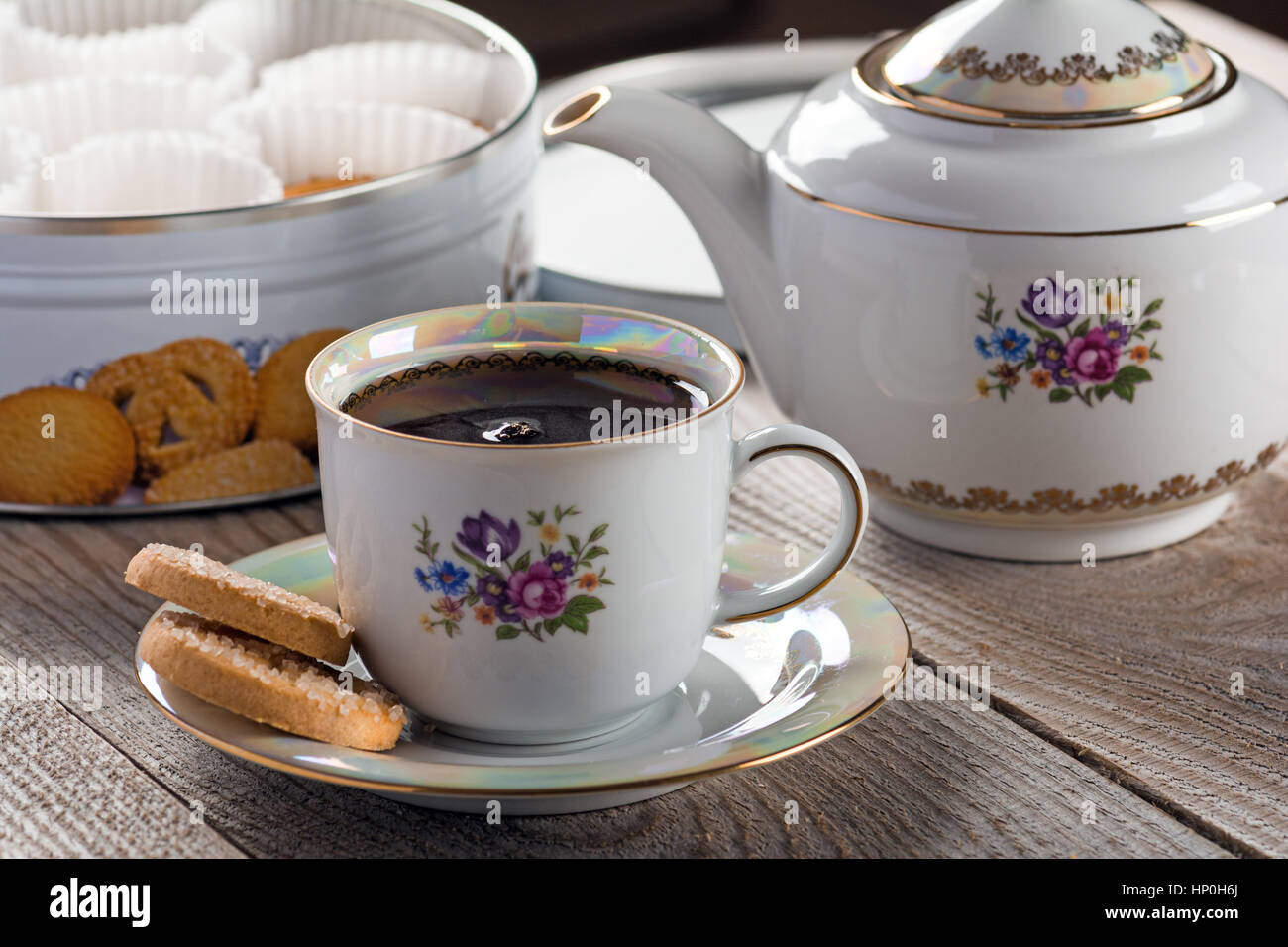 Tea with Danish butter cookies Stock Photo - Alamy