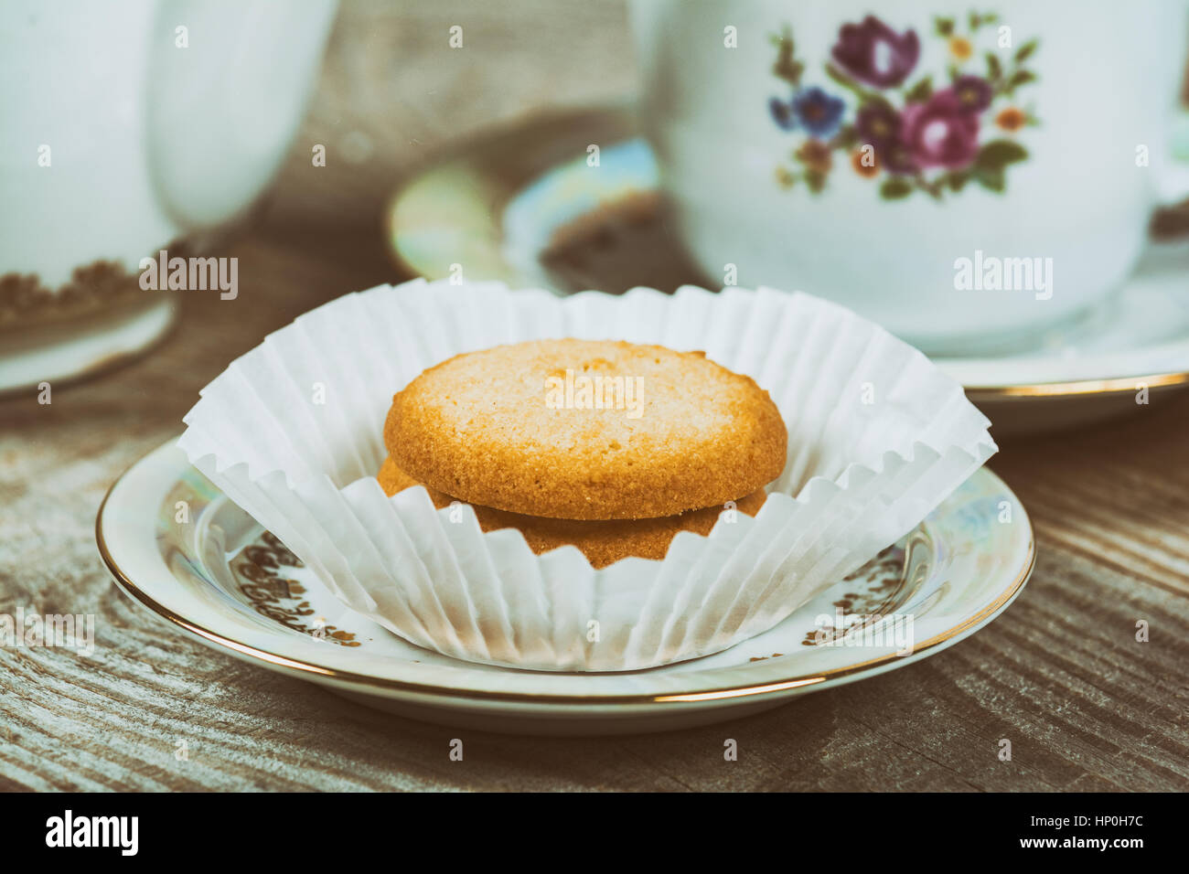 Tea with Danish butter cookies Stock Photo - Alamy