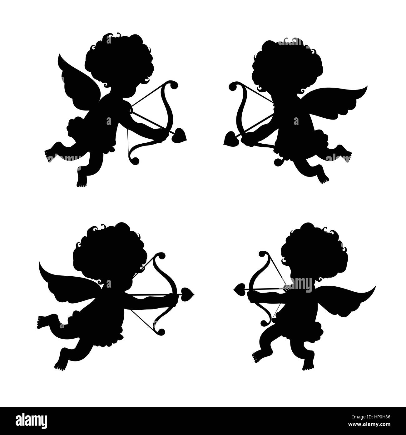 Silhouette cupid with shadow isolated on the white background for ...