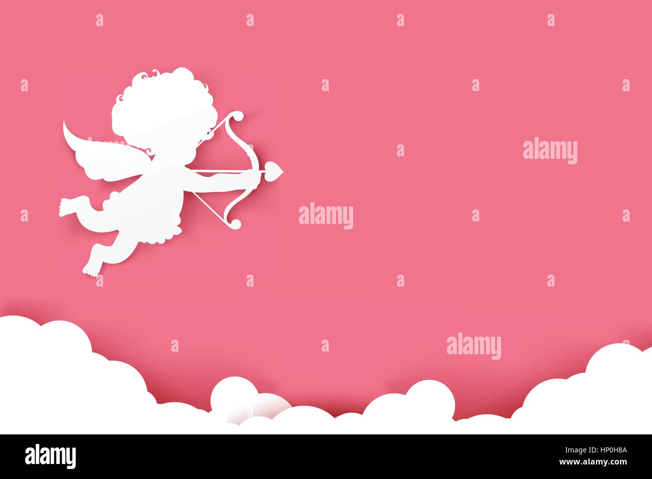 Cupid holding arrow with shadow on pink background with copyspace ...