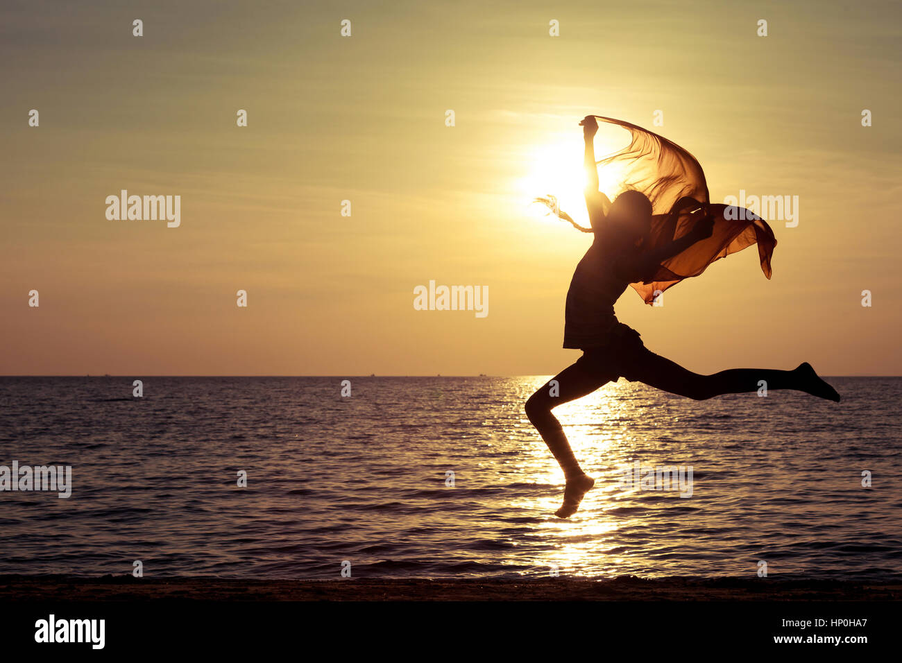 Family Beach Jumping Silhouette High Resolution Stock Photography and ...