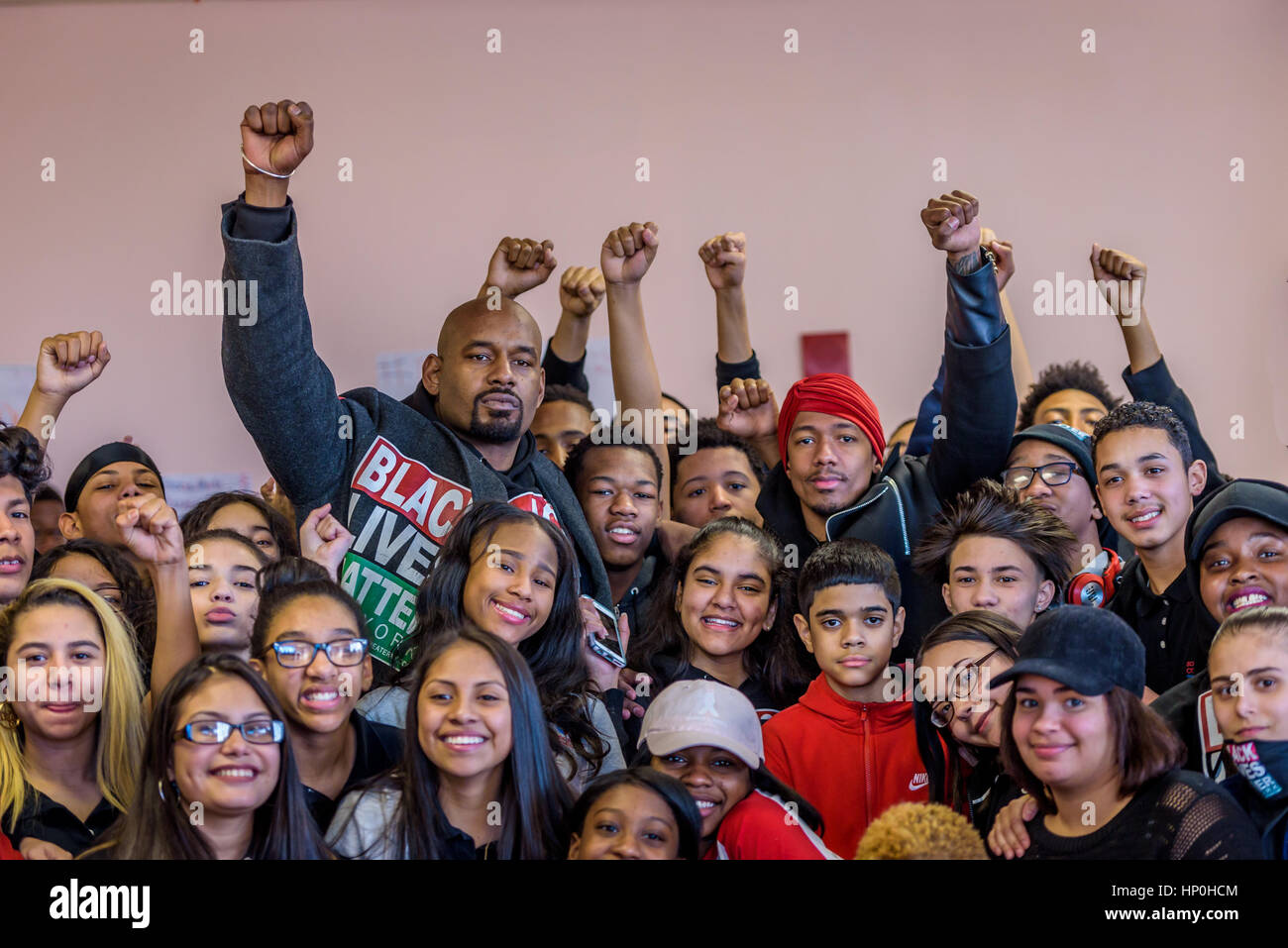 New York, USA. 16th Feb, 2017. Nick Cannon joined Hawk Newsome from ...