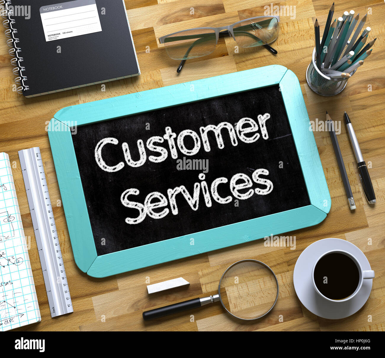 Customer Services Concept on Small Chalkboard. 3D Stock Photo - Alamy