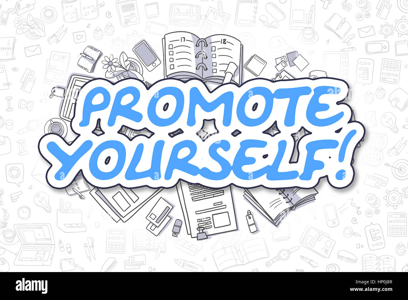 Promote Yourself - Cartoon Blue Word. Business Concept Stock Photo - Alamy