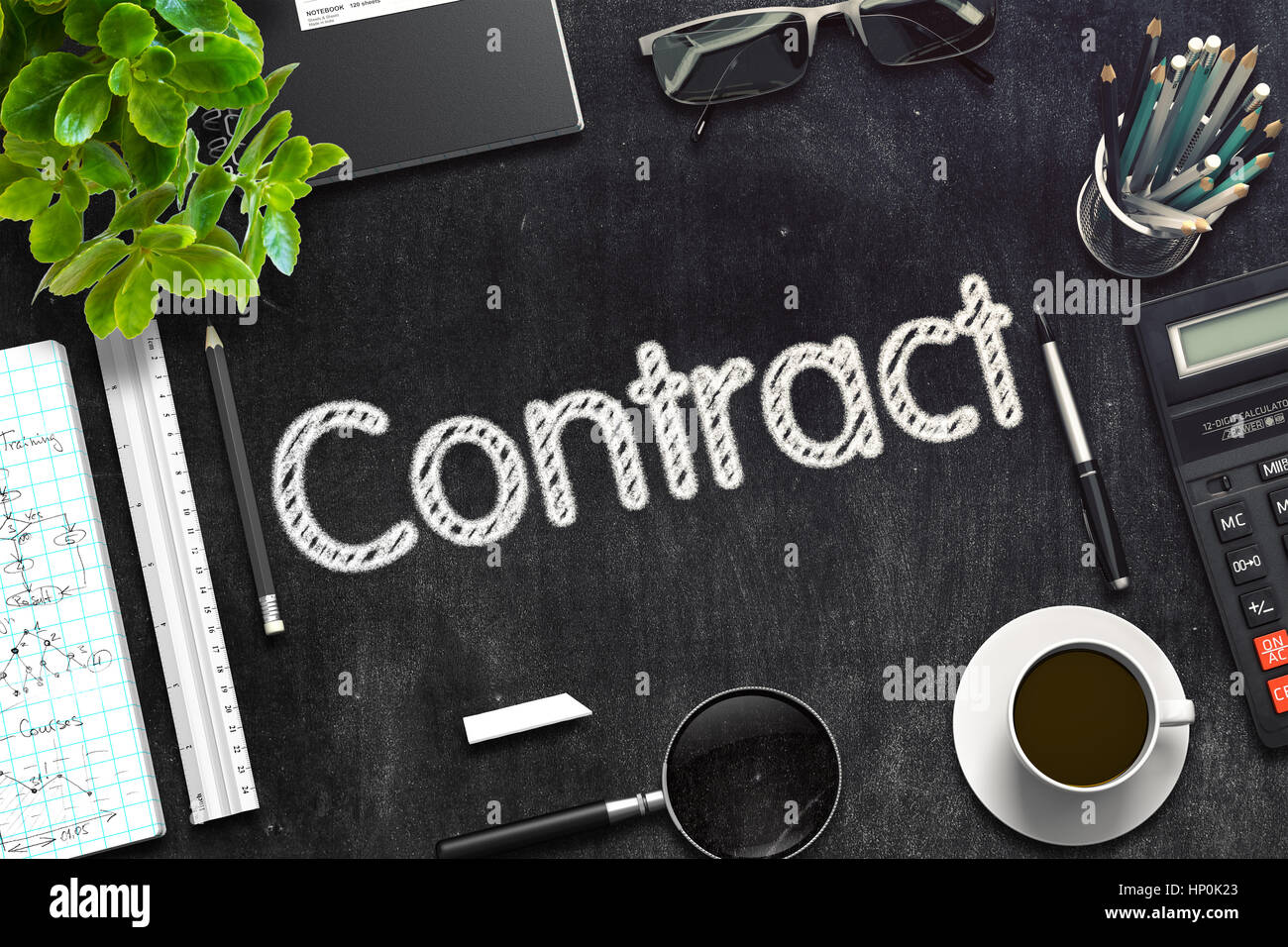 Contract - Text on Black Chalkboard. 3D Rendering Stock Photo - Alamy