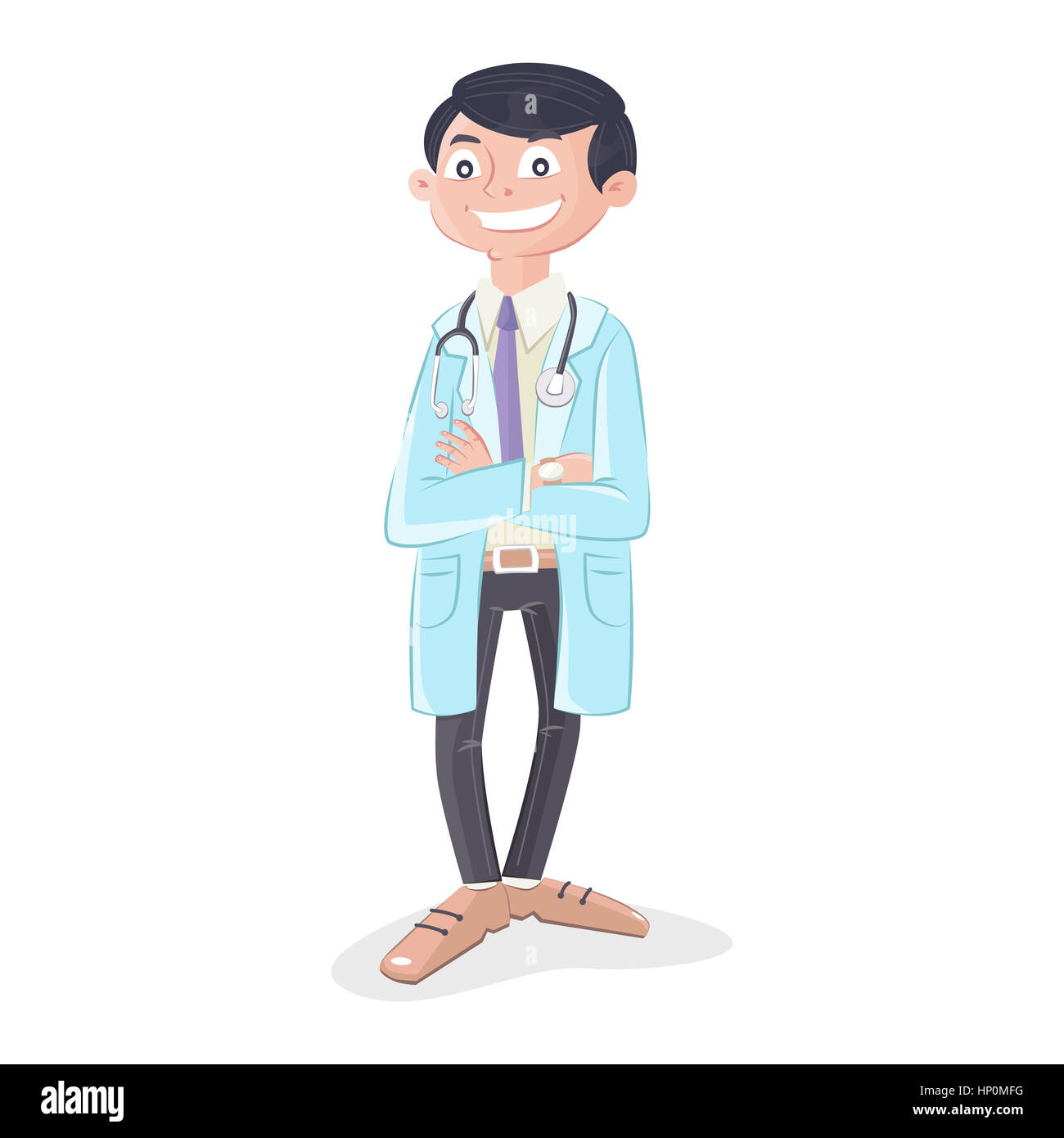 Vector illustration of a doctor with stethoscope and uniform standing ...