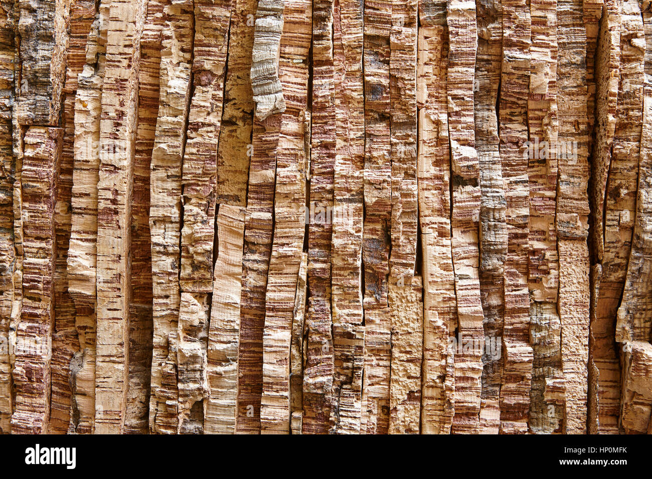 Laminated and stacked natural corks bark. Horizontal Stock Photo - Alamy