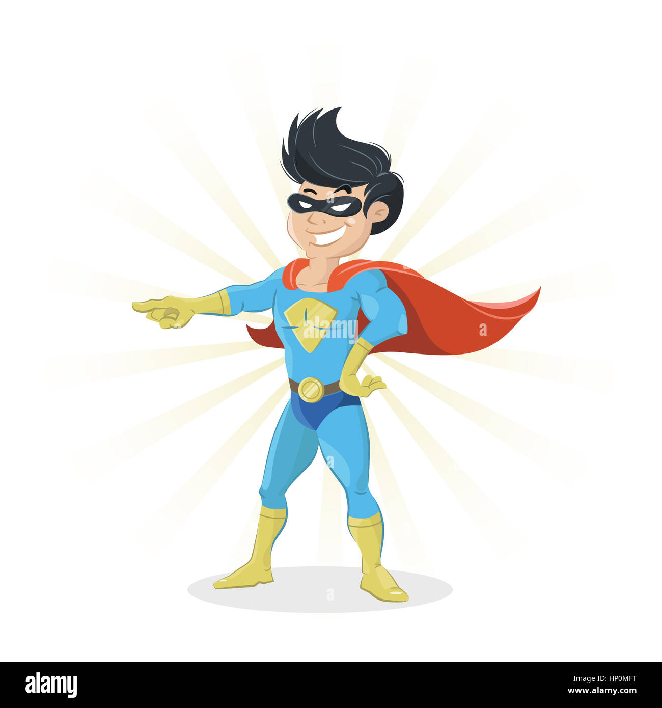 Vector illustration of a Young Super Hero showing finger Stock Photo ...