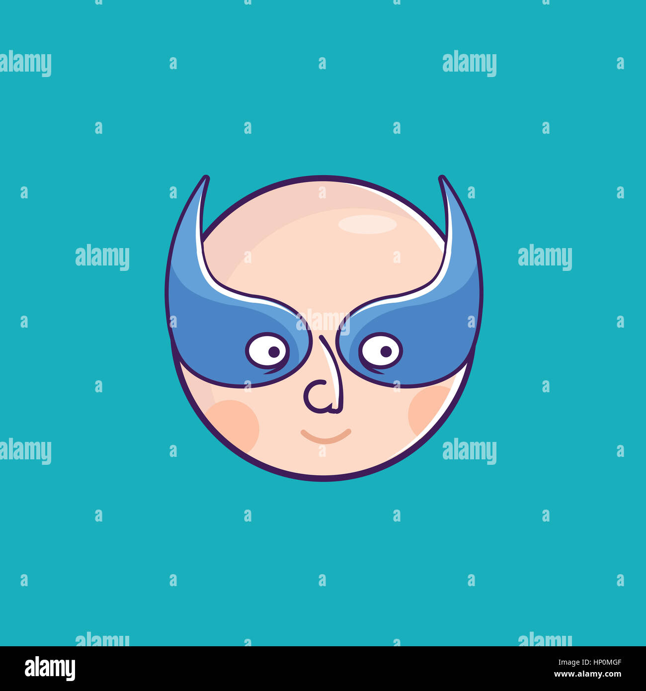 Cartoon portrait of a bad boy wearing blue glasses on a blue background ...