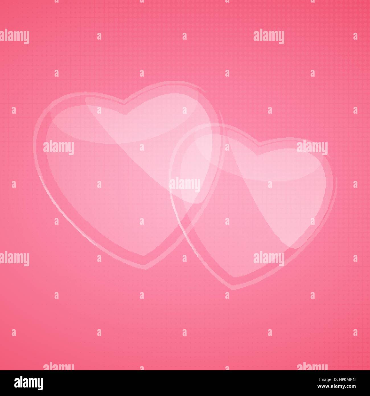 Two transparent hearts with pink dotted pattern for your greeting card ...