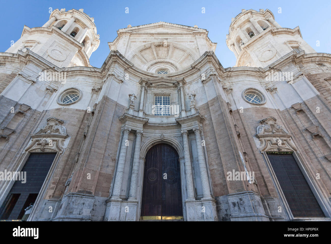 CADIZ,SPAIN-NOVEMBER 14,2016: Architecture, religious building, facade ...