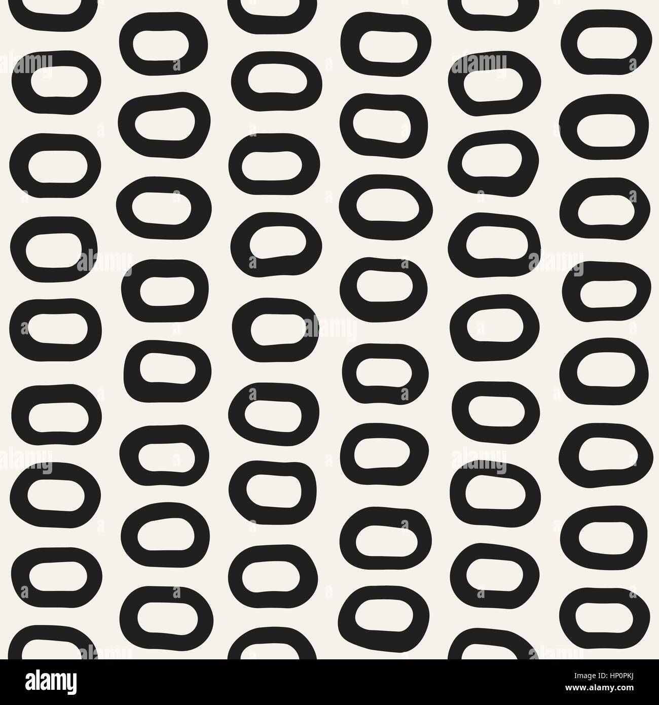 Rough Line Hand Drawn Circles. Vector Seamless Black and White Pattern ...