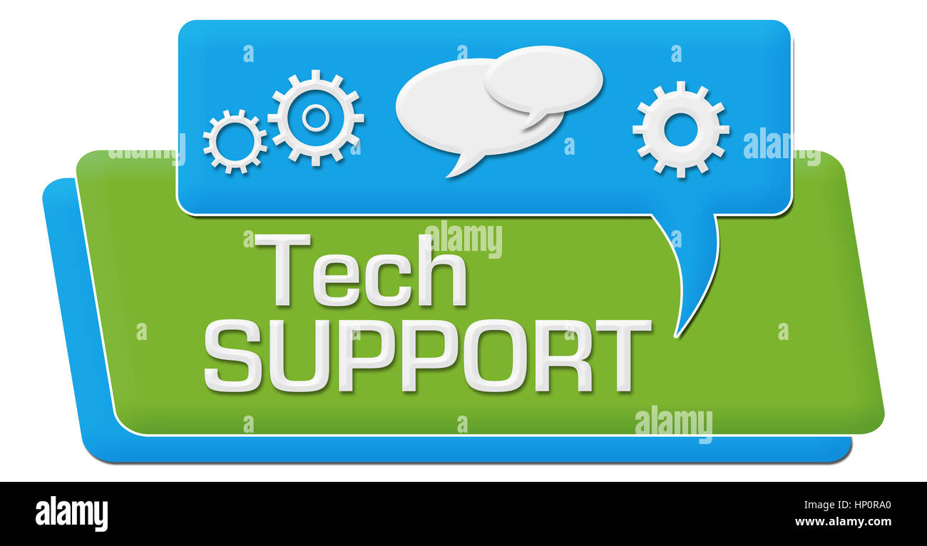 Tech Support Green Blue Comment Symbol Stock Photo - Alamy