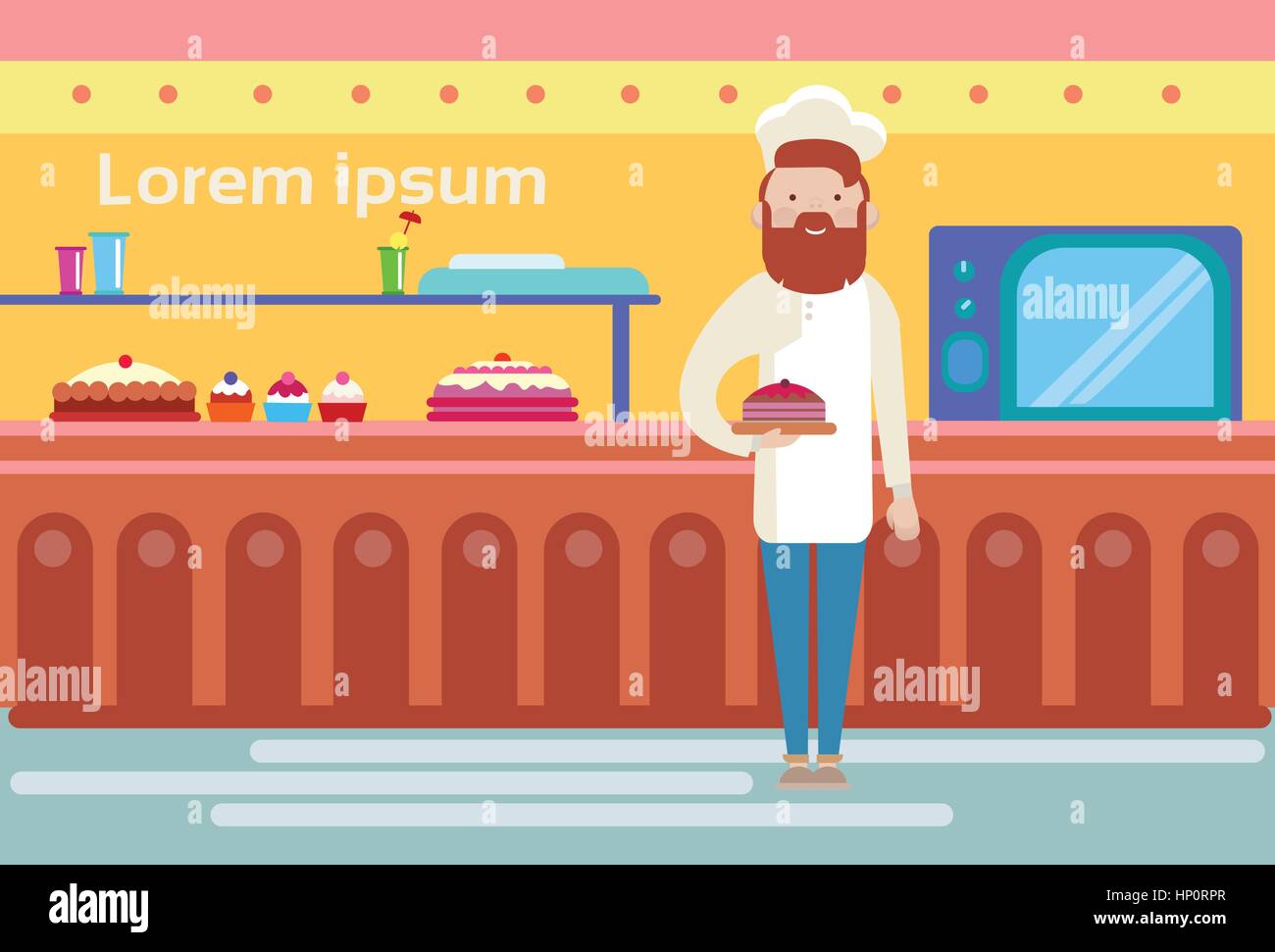 Baker in bakery kitchen Stock Vector Images - Alamy