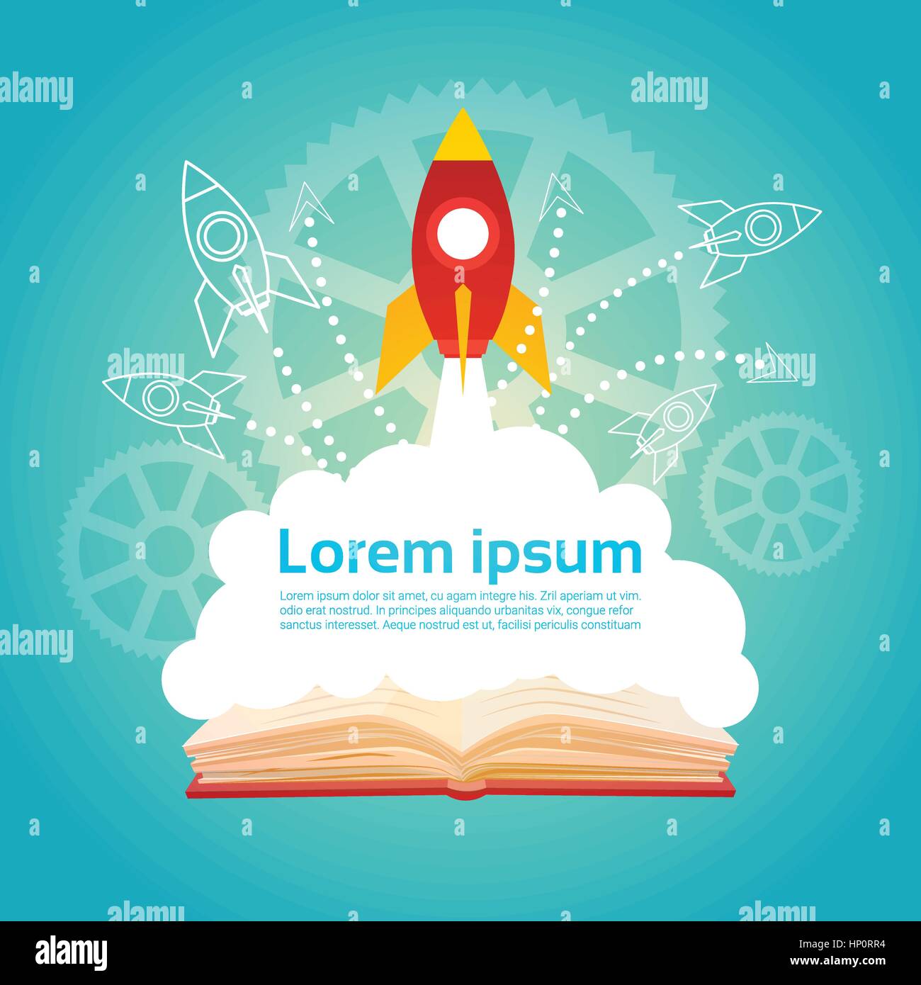 Open Book Space Rocket Business Startup Education Knowledge Concept ...