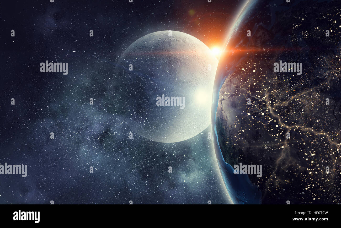 Background image with Earth and moon planets. Elements of this image ...