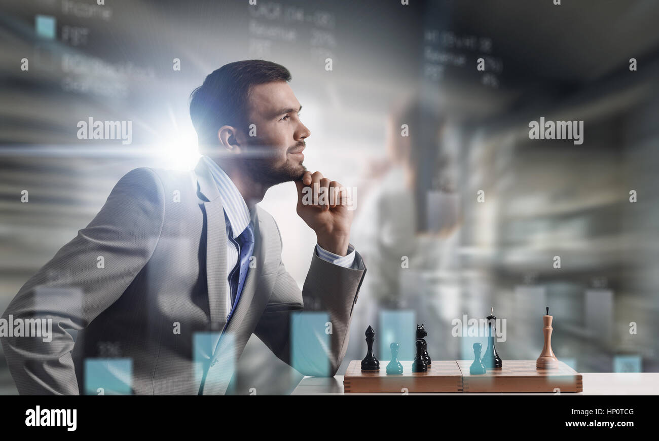 Pensive male chess player hi-res stock photography and images - Alamy