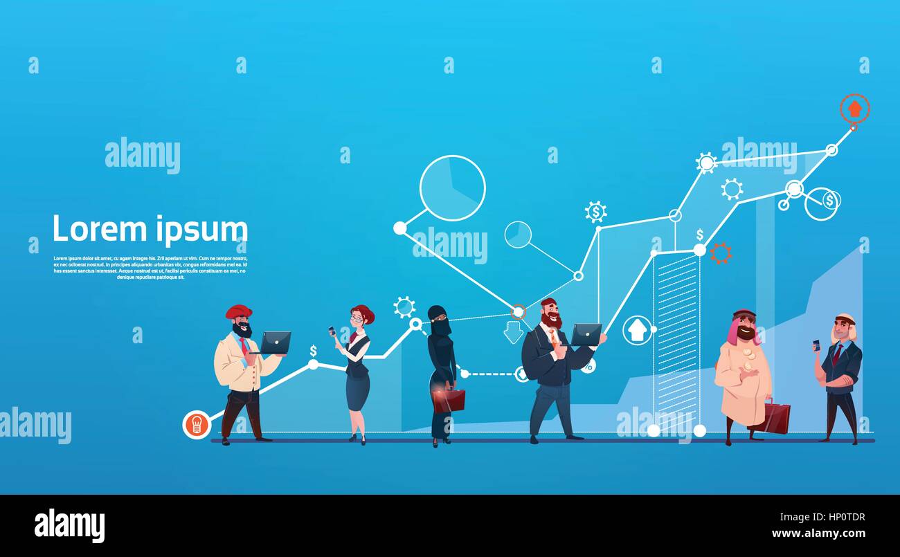 Mix Race Business People Group Using Gadgets Finance Graph Financial ...