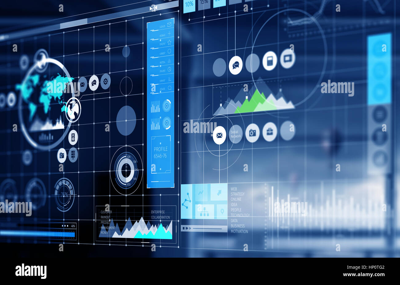 Social connection concept with lines on dark background. 3D rendering ...