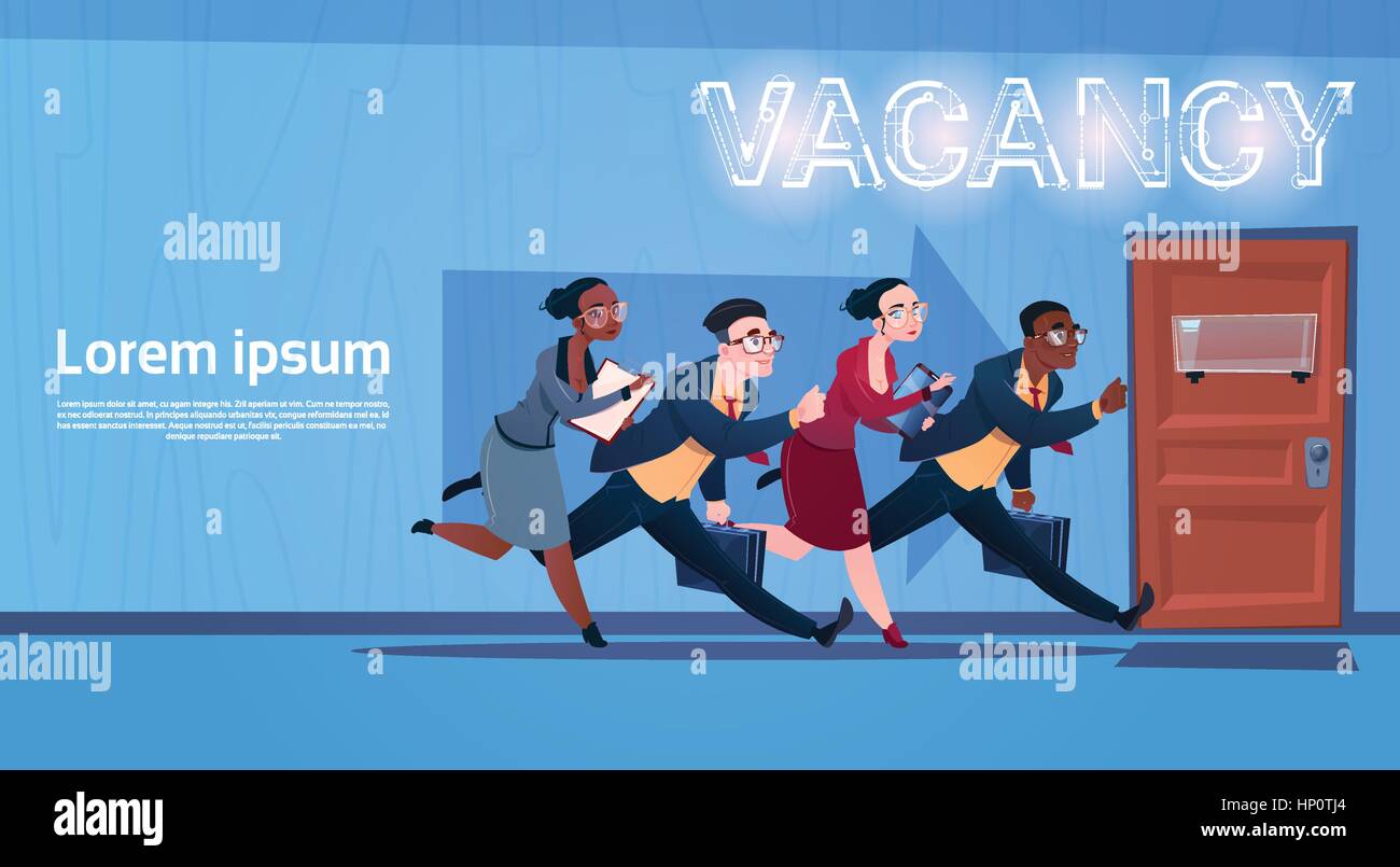 Business People Group Running Vacancy Search Employee Position Human ...