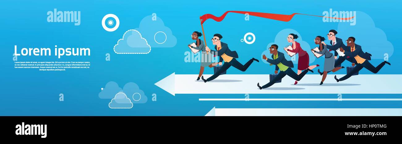 Business People Group Run Team On Arrow Competition Concept Stock ...