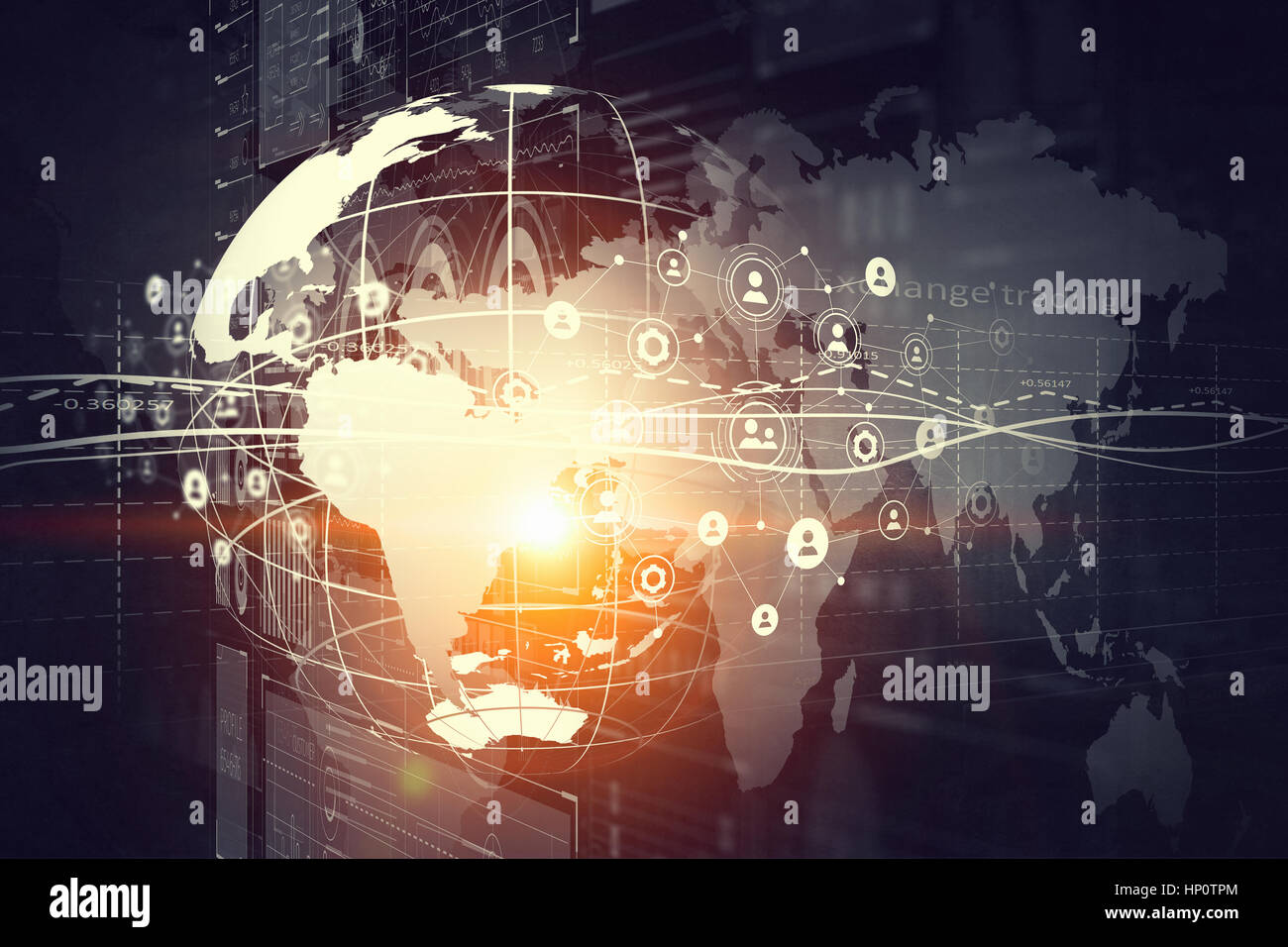 Global social media concept with technology planet and connection lines ...